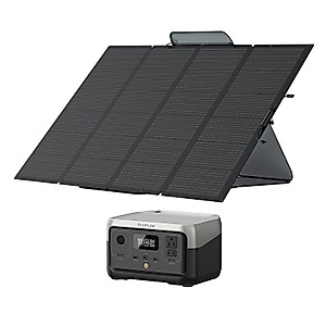 EF ECOFLOW Solar Generator 256Wh RIVER 2 with 400W Solar Panel LiFePO4 Battery, Up to 600W AC Outlets, Portable Power Station for Outdoor Camping/RVs/Home Use