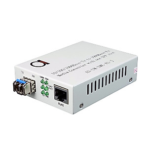 Single Mode LC Gigabit Fiber Media Converter - Includes LC SFP 20 km (12.42 Miles) LC – to UTP Cat5e Cat6 10/100/1000 RJ-45 – Auto Sensing Gigabit or Fast Ethernet Speed - Jumbo Frame - LLF Support