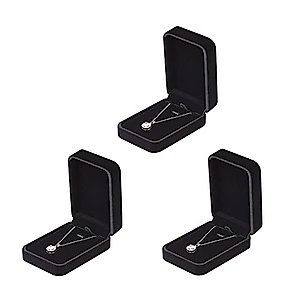 3 Pieces Velvet Pendant Necklace Gift Boxes Set, Classic Jewelry Packaging Storage Case, Jewellry Display Box for Wedding, Engagement, Proposal, Birthday and Anniversary (Black)