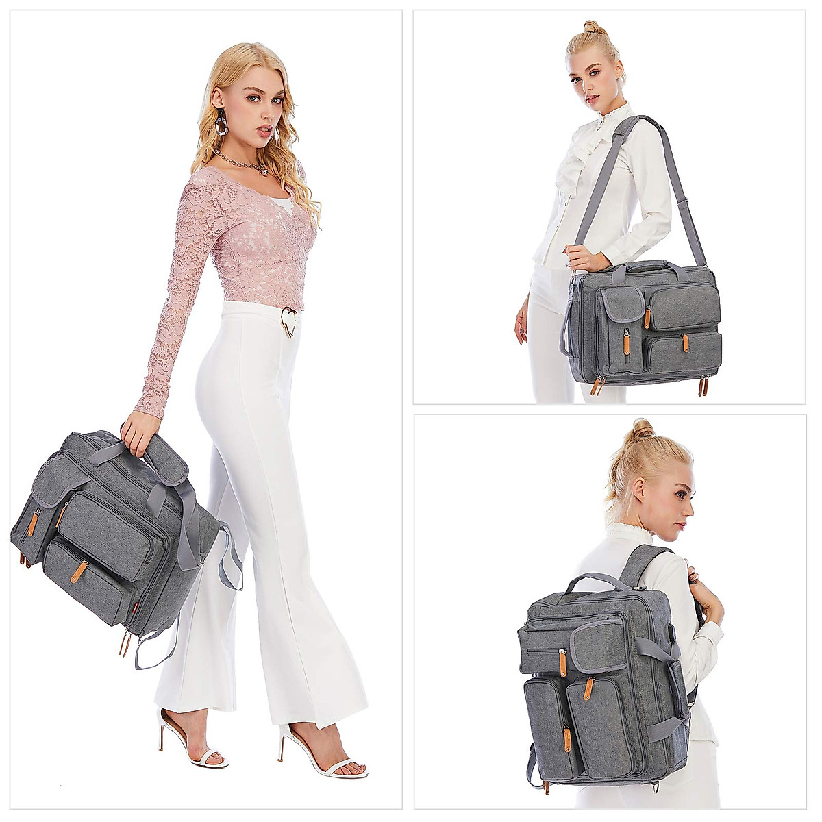 MOMIGO Baby Diaper Backpack - Large Capacity Waterproof Nappy Bag with Insulated Pockets and 14-inch Laptop Compartment, Large Daypack Business Weekender Luggage Backpack for Momm Dad （Black）