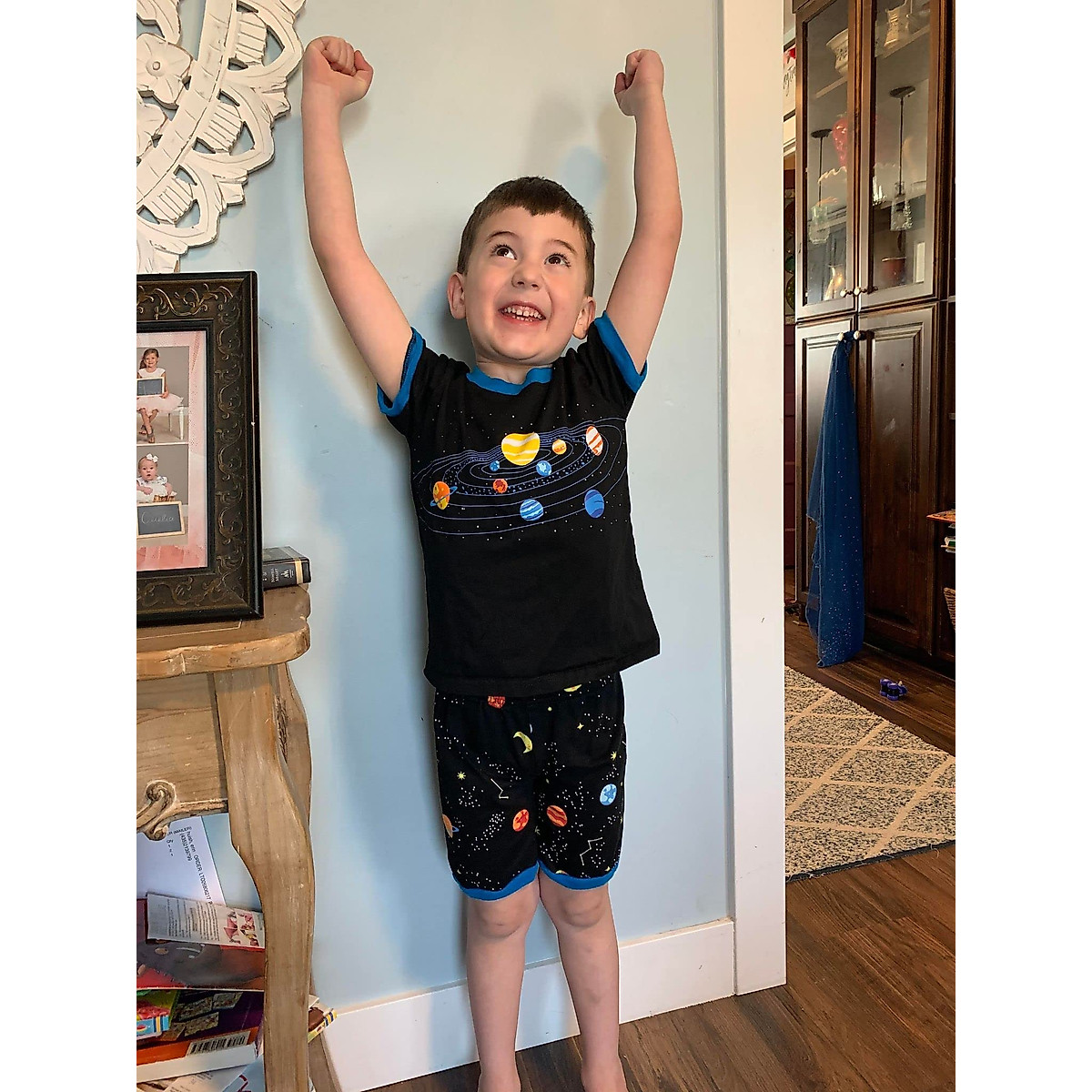 Little Boys Short Set Pajamas for Boys 100% Cotton Toddler Planet Sleepwear Summer Clothes Size 2-7T(Planet-79 6T)