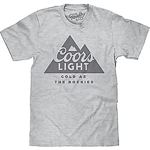 Tee Luv Men's Coors Light Beer Shirt - Cold As The Rockies Mountain Logo T-Shirt, Athletic Gray, M