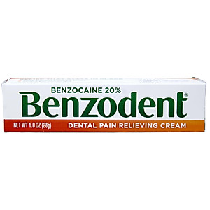 Benzodent Dental Pain Relieving Cream Topical Anesthetic, No Artificial Color & Flavors