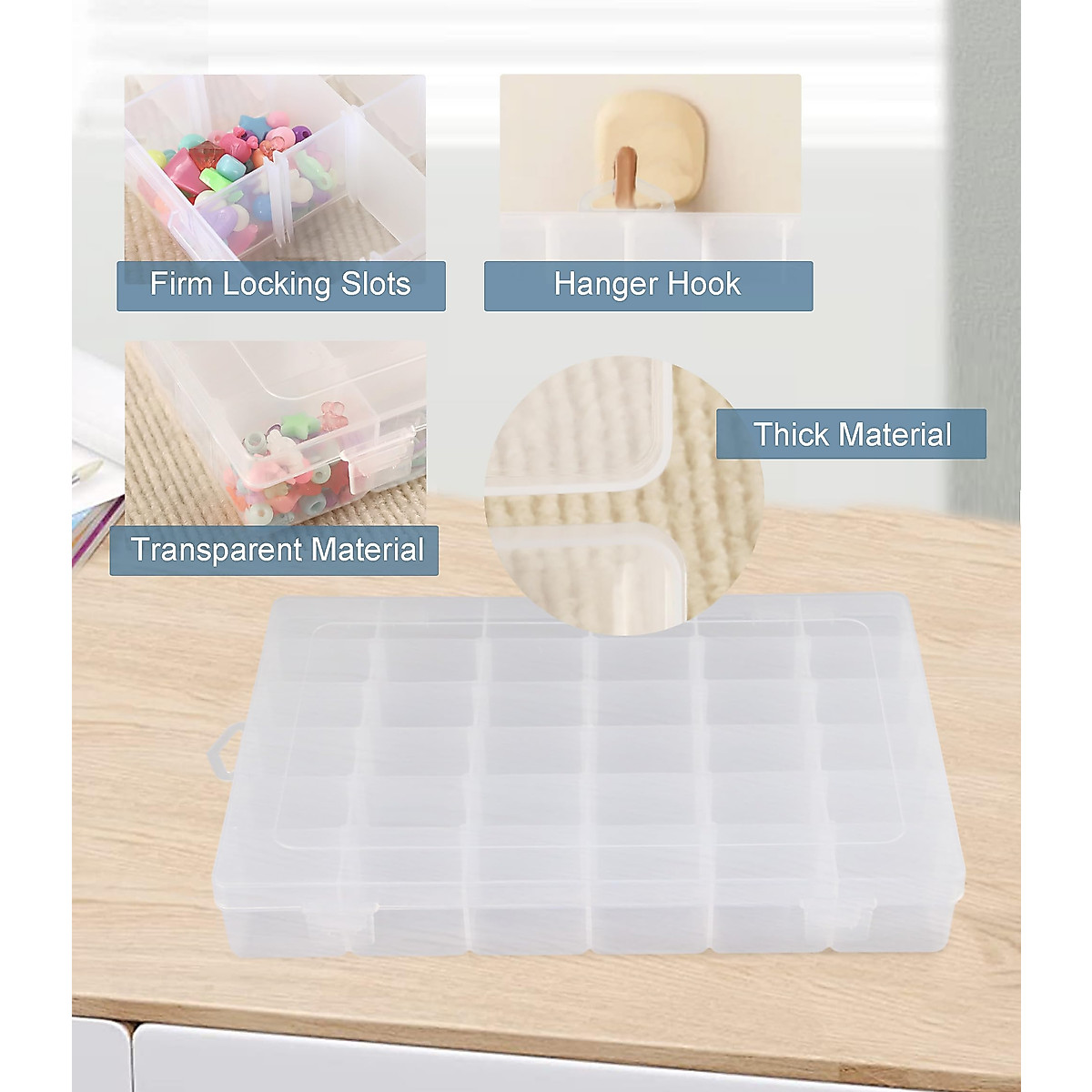Cqhxvw Bead Organizer Box Tackle Box Organizers and Storage Beads Storage Containers Jewelry Making Organizer Sewing Box Plastic Compartment Organizer Box with Dividers 36 Grid Box