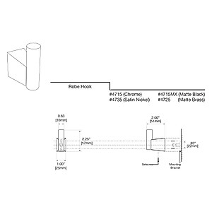 Gatco 4715 Bleu Robe Hook, Chrome