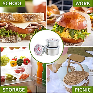 JASINCESS Stainless Steel Food Storage Containers - Set of 3 Reusable Silicone Lids and Storage Containers Suitable for lunch boxes pre-meal preparations snacks at home (Red)