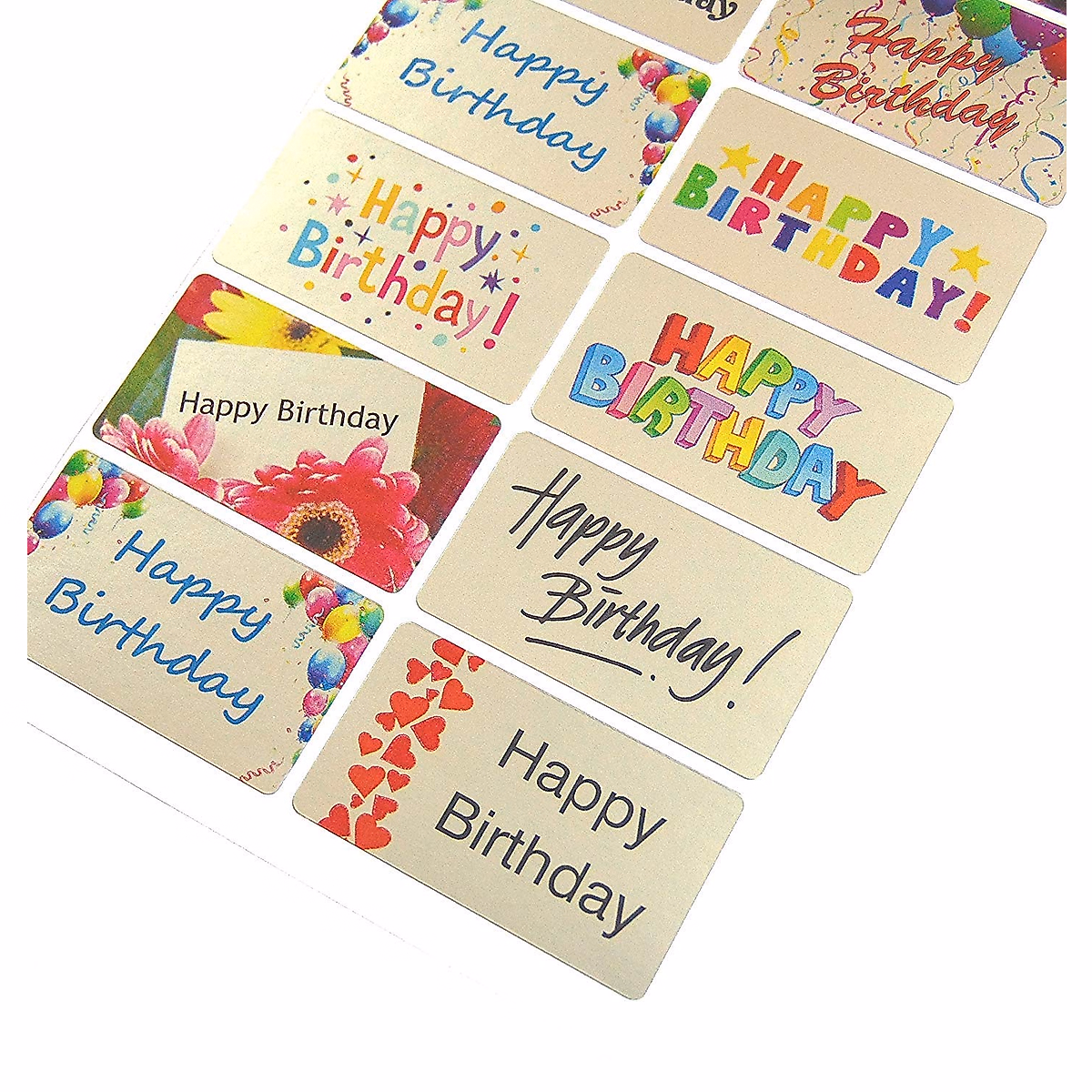 Minilabel Happy Birthday Greeting Stickers, Silver Self-Stick Labels For Cards, Envelopes, Craft, Decoration