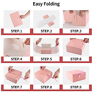 WLUSEAXI 12pack Gift Boxes with Lids,Pink Gift Boxes Bulk with Bow Ribbon,Bridesmaid Proposal Box for Presents Kraft Paper Gift Boxes for Wedding,Christmas,Halloween,Baby Shower