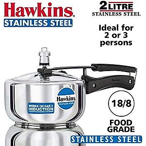 Hawkins B25 Pressure Cooker, 2 Litre, Silver