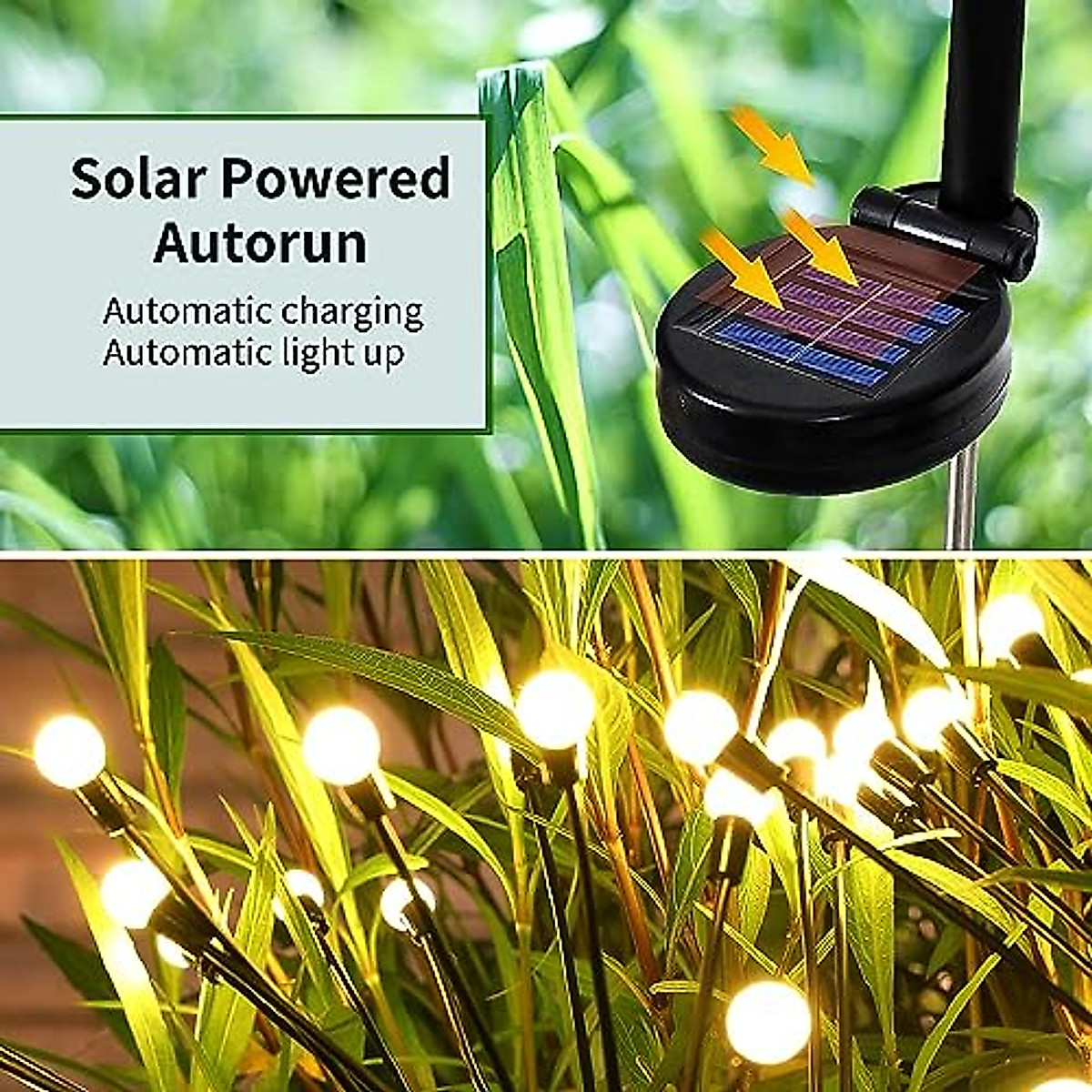 LURIVA 4 Pack Firefly Solar Garden Lights, Solar Lights for Outside, Solar Lights Outdoor Waterproof, Outdoor Solar Lights, Patio Yard Garden Decor Lights, Warm White