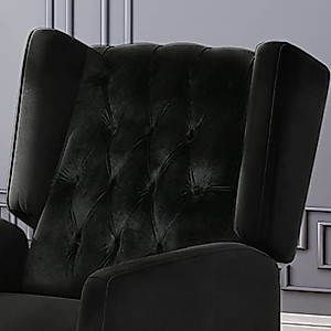 Christopher Knight Home Diana Wingback Recliner, Black + Dark Brown