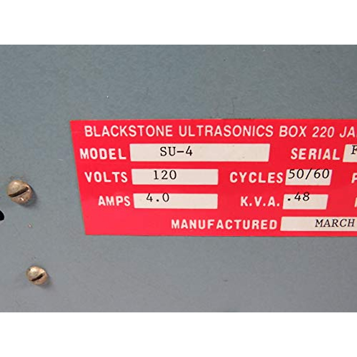 Blackstone SU-4 Ultrasonic Box .48KVA 120V 4A