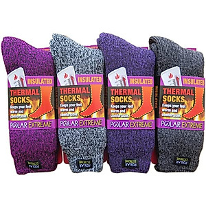 Polar Extreme Thermal Sock Extra Heavy Acrylic Winter Marled Socks 4-Pack Colors,9