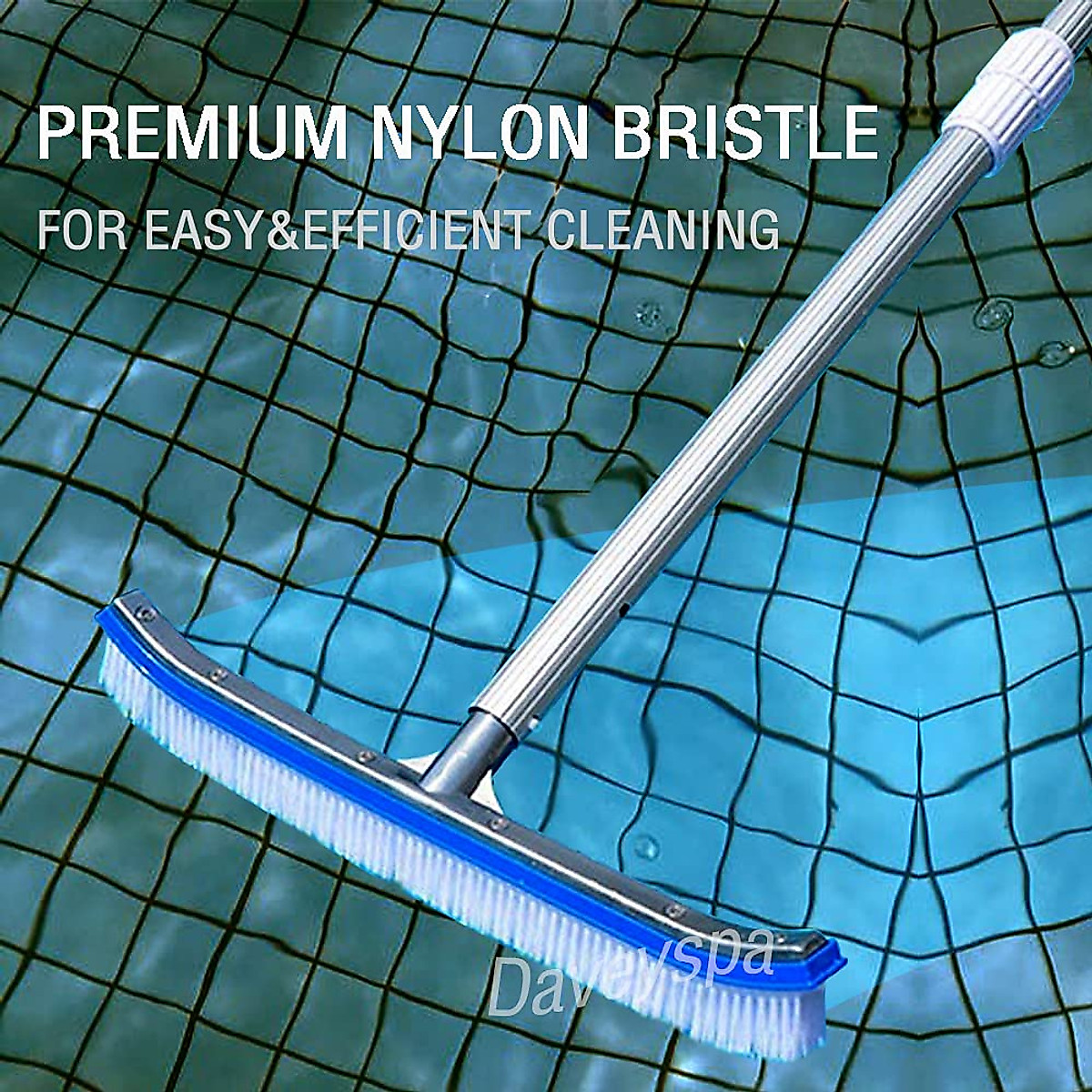 Katikies Pool Brush,Stainless Steel Brush Head,Wire Bristles,for Cleaning and Scrubbing Surfaces Debris Off of All The Areas Within a Pool - Walls, Tiles, Floors, Steps and Corners. (18-inch While)