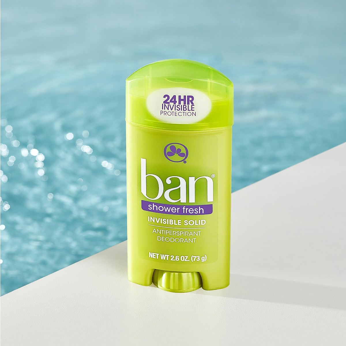 Ban Invisible Solid Antiperspirant Deodorant for Women and Men, 24-Hour Underarm Odor & Sweat Protection, Shower Fresh, 2.6 Oz, Pack of 4