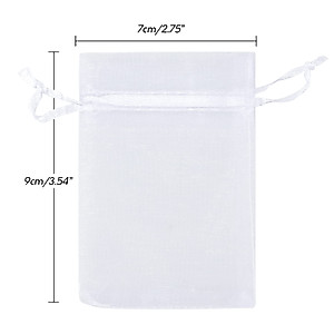 joycraft 50Pcs Organza Bags, 2x3 inch Gift Favor Bags, White Wedding Favor Bags, Jewelry Pouches with Drawstring, Mesh Bags Drawstring for Jewelry, Festival, Makeup, Candy, Desserts