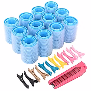 49 PCS Self Grip Hair Rollers Set for Stunning Waves & Curls - Large, Medium, Small Sizes with Comb & Clips