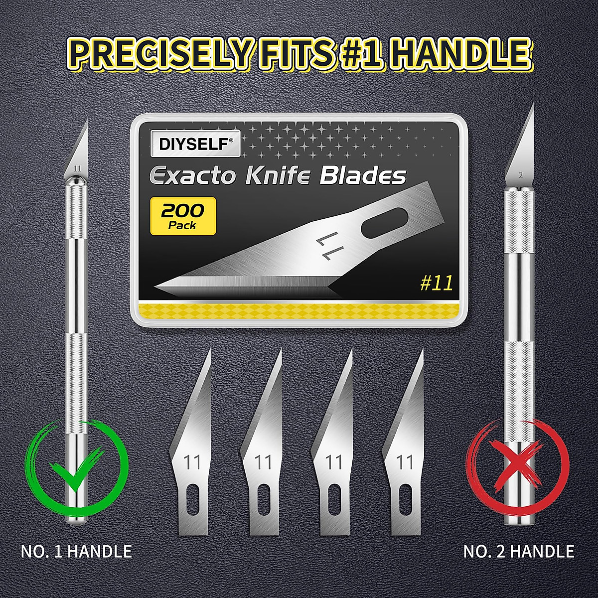 DIYSELF 200 PCS Exacto Knife Blades #11, Exacto Knife Replacement Blades, High Carbon Steel #11 Blades Refills with Storage Case, Exacto Blades 11 for Craft, Hobby, Scrapbooking, Stencil, Leather