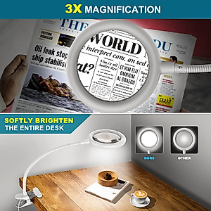 Delixike Magnifying Glass with Light and Stand, 3X Magnifier with Clam, Desk Magnifying Lamp for Crafting, Reading, Sewing, Hobbies, Close Work