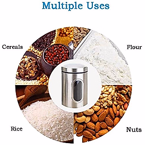 Food Storage Canisters Jars Kitchen Cylinder Food Storage Containers 304 Stainless Steel Jars With Airtight Lids Small Coffee Canisters, Rustic Home Decor,Pantry Organization And Storage For Tea Snack