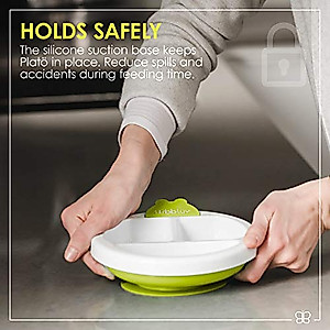 bblüv - Platö - Warming Feeding Plate - 3 Compartments with Suction Base for Baby to Toddler (Lime) - BPA and Phthalate Free