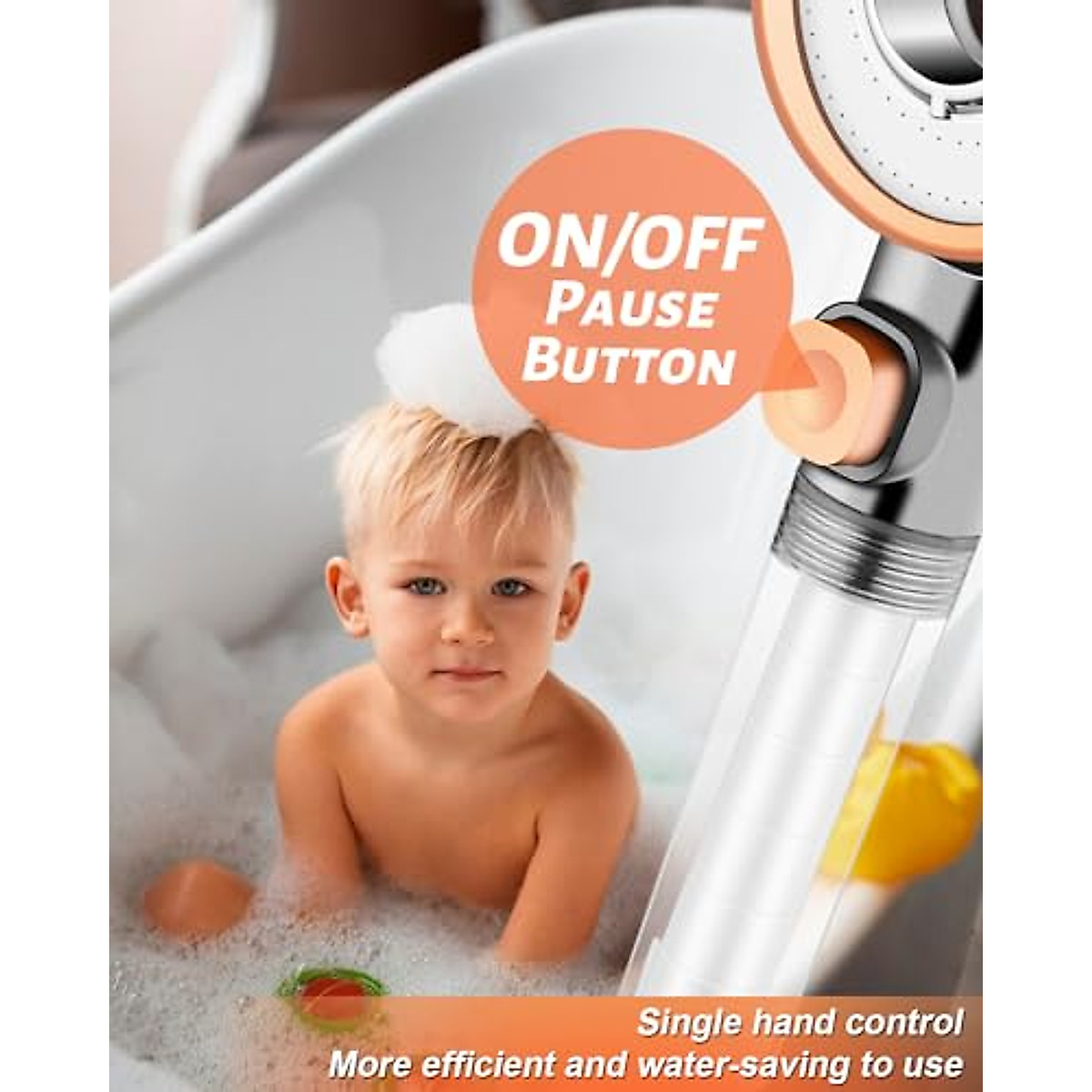 Luxsego Filtered Shower Head with Handheld Spray for Skin and Hair Care, High Pressure Shower Heads with Filters for Hard Water, Hydro Jet Showerhead Set Includes Hose, Bracket and Mineral Beads