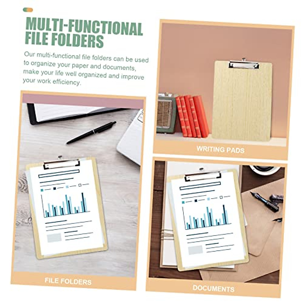 Tofficu 8 pcs Folder Board Pencils Plastic File folders Plastic clipboards a4 File Clip Folder foldgers Clip Boards 8.5x11 Low Wooden Pencil Sketch Hand Support Exam Paper Clips