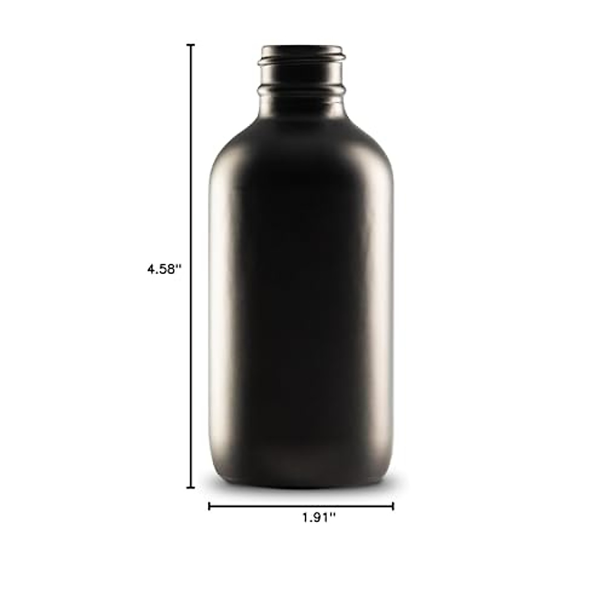 The Bottle Depot - 12 Pack - 4 oz Glass Bottle With Cap - Black Frosted - 22-400 Neck Finish - Boston Round Bottles - UV Rays Protection