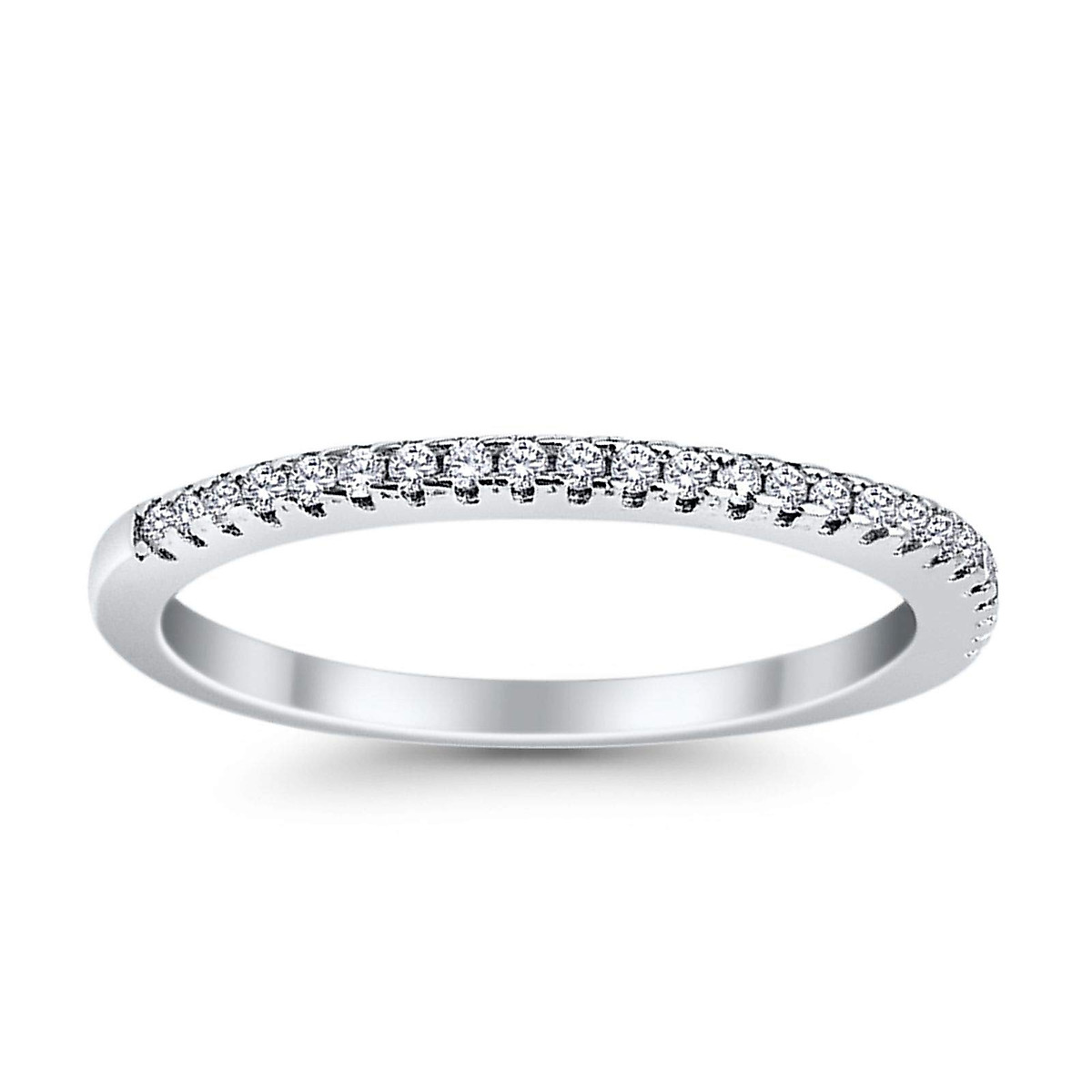 Blue Apple Co. Simulated Cubic Zirconia Size-7 Full Eternity Wedding Band Ring Round CZ 925 Sterling Silver