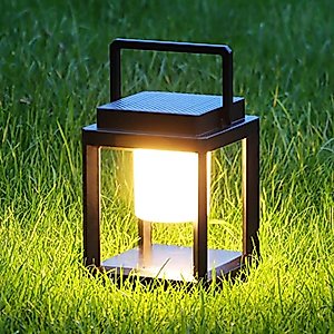 Solar Lantern Outdoor Waterproof with USB, Rechargeable LED Indoor Outdoor Table Lamp, 3-Level Brightness Portable Solar Camping Lanterns, Touch Control NightLight for Patio/Bedroom/Reading/Walking