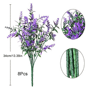 IVITA 6pcs Artificial Lavender Plant Faux Plastic Purple Flowers UV Resistant Lifelike Shrubs for Home Wedding Kitchen Garden Patio Window Box Office Table Centerpieces Indoor Outdoor Decor