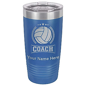 LaserGram 20oz Vacuum Insulated Tumbler Mug, Volleyball Coach, Personalized Engraving Included (Dark Blue)