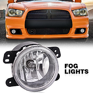 CHEDA Fog Lights Compatible with 2010-2018 Dodge Journey,2007-2017 Jeep Wrangler,2014-2018 Jeep Cherokee,2011-2013 Jeepgarnd Cherokee, 2011-2014 Dodge Charger,1pc (Clear Lens)
