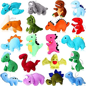 20 Pack Operation Christmas Plush Mini Dinosaur Stuffed Animal Bulk Dinosaur Party Favors Toys Dinosaur Plush Keychain Soft Dino Figures Assortment Cute Dino Plush, Goody Bags Filler for Boys Girls