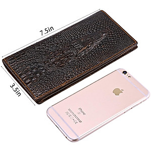 Itslife Men's RFID Vintage Look Genuine Leather Long Bifold Wallet Checkbook Wallets for Men