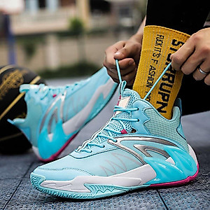 VAXAV Women's Men's Professional Outdoor Sports Sneakers High Top Basketball Athletic Running Tennis Shoes Size 8/6.5 White Green