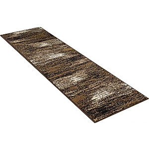 Modern Contemporary Rugs for Living Dining Room Abstract Soft Plush Area Rug Brown Mocha (2’ X 7’ Runner)