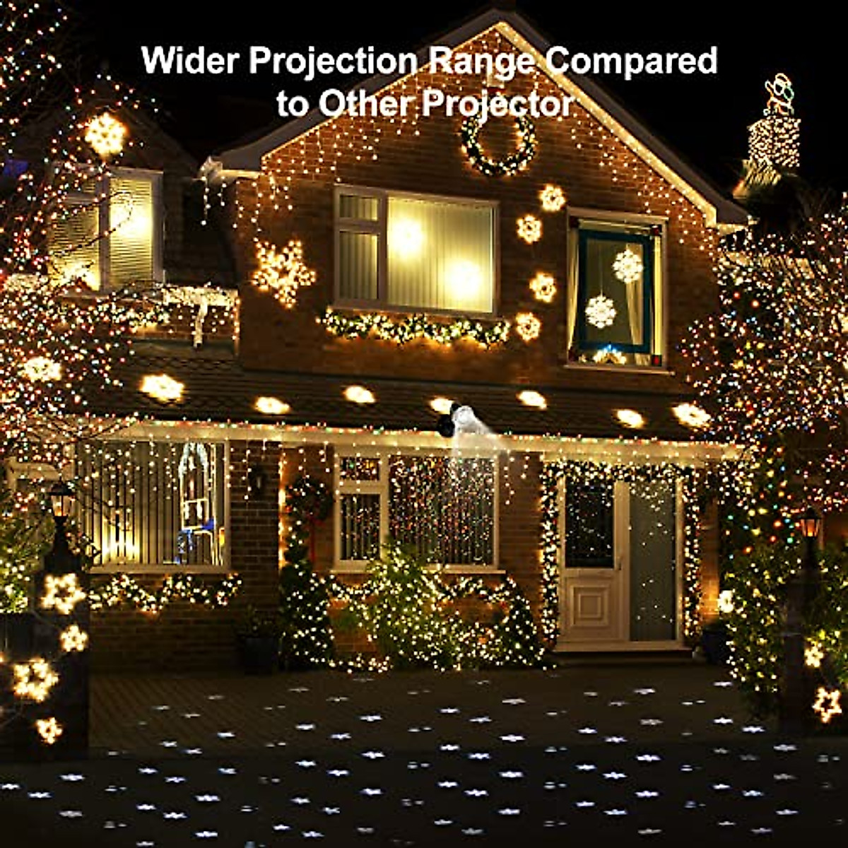 GAIATOP Christmas Projector Lights Outdoor, Christmas Snowflake Lights Projector Outdoor Indoor Weatherproof Wider Lighting Range Led Landscape Decorative Lighting for Christmas Decoration
