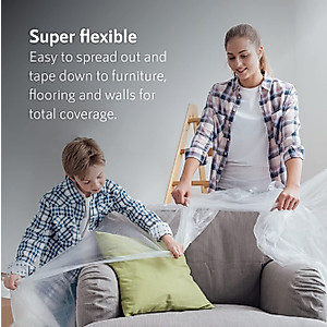 30 Pack- Painter Plastic Drop Cloth for Painting - Sheets for Painting, Cover for Floor, Furniture Dust Cover- Dust-Proof, Water Proof, 9x12 Plastic Tarp Disposable Plastic Sheeting in Bulk