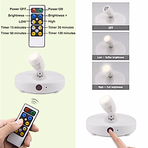 HONWELL Wireless LED Spotlights 2 Pack Accent Lights Puck Lights with 2 Remote, Indoor Closet/Picture Lights with Rotatable Head,Stick on Artwork Lighting for Paintings Display