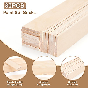 30 Pieces Paint Stir Sticks, 12 Inch Long Wooden Paint Stirrers for Mixing Paint, Paint Sticks for Library Markers or Garden Plant Labels, Mixing Sticks for DIY Craft Sticks