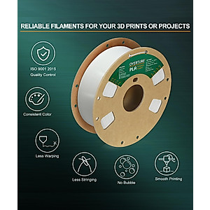 OVERTURE PLA Filament 1.75mm PLA 3D Printer Filament, 1kg Cardboard Spool (2.2lbs), Dimensional Accuracy +/- 0.02mm, Fit Most FDM Printer (White 1-Pack)