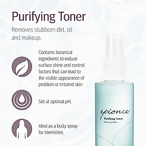 Epionce Purifying Toner - Facial & Body Toner for Problem Skin, Cleanses Dirt, Oil & Makeup with Willow Bark, Cucumber & Menthol, Dermatologist Skincare