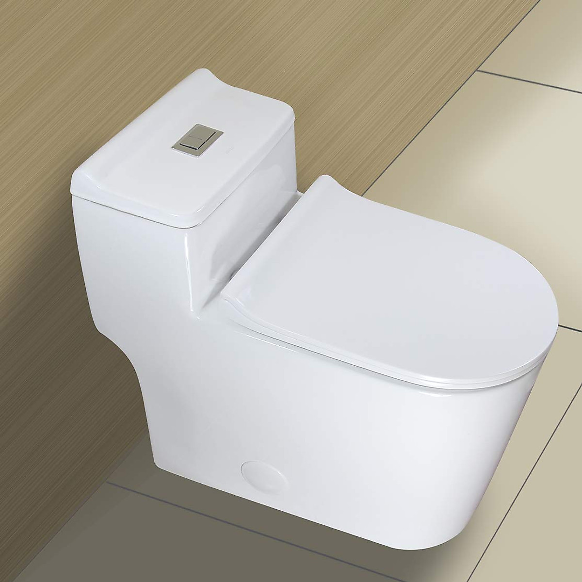 WinZo WZ5080 Elongated Dual Flush One Piece Toilet Low Profile 17.25" Comfortable Chair Height with Soft Closing Seat White