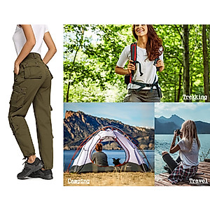 Raroauf Work Cargo Pants Womens Cotton Casual Military Combat Tactical Pants,Rip-Stop Outdoor Hiking Trousers Camo N US 4