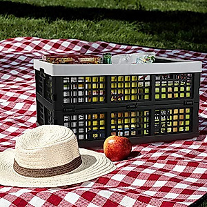 Kekow 28 L Black Plastic Collapsible Storage Basket, 3-Pack Folding Crates Storage