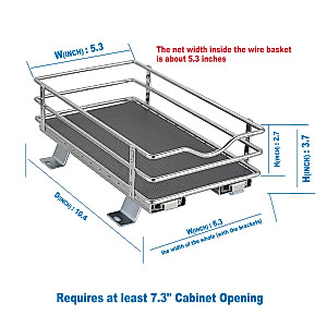 OCG Pull Out Spice Rack Organizer（6.3" W x 10.4" D） for Cabinet, Slide Out Seasoning Organizer Fits Spices, Sauces, Cans etc