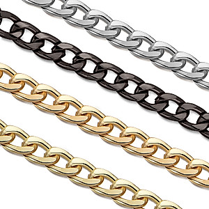WILLBOND 4 Pcs Purse Chain Strap Purse Strap Extender DIY Flat Chain Strap Handle Bag Accessories Charms Decoration for Purse Handbags Shoulder Bag (Vintage Black, Silver, Gold, Light Gold, 7.9 Inch)