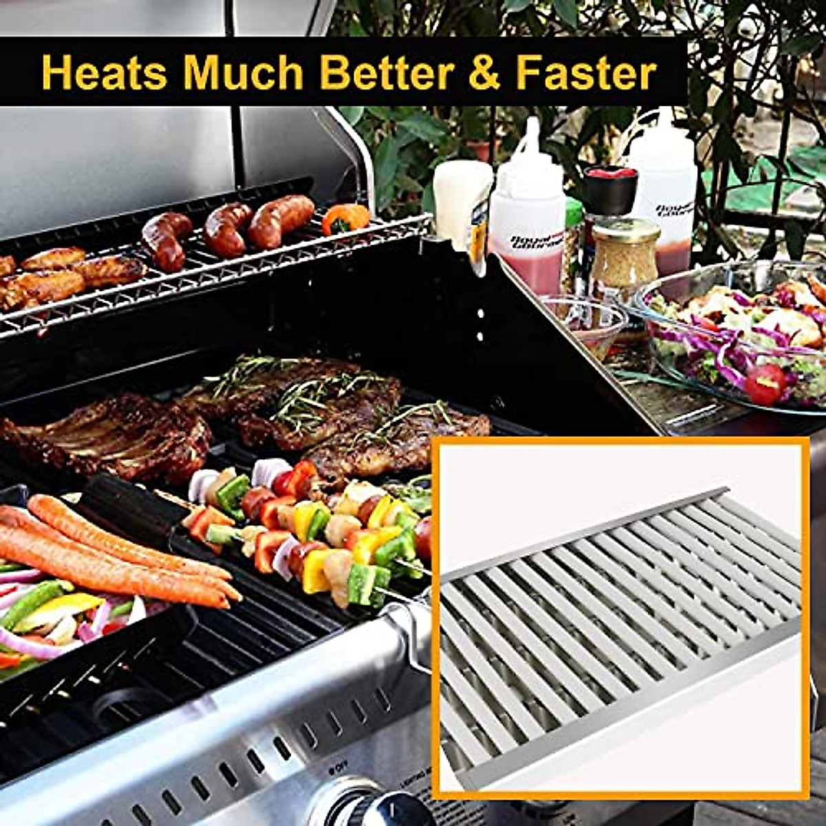 Plowo 18 5/8" Stainless Steel Grill Heat Plates Replacement for BGB48-BQRL, BGB48-BQRN, 48DBQAR, 48DBQR, 48EBQAR, BGA27-BQ, BGA27-BQR, BGA36-BQARL, BGA36-BQARN, Ceramic Rod Complete DCS Radiant Tray