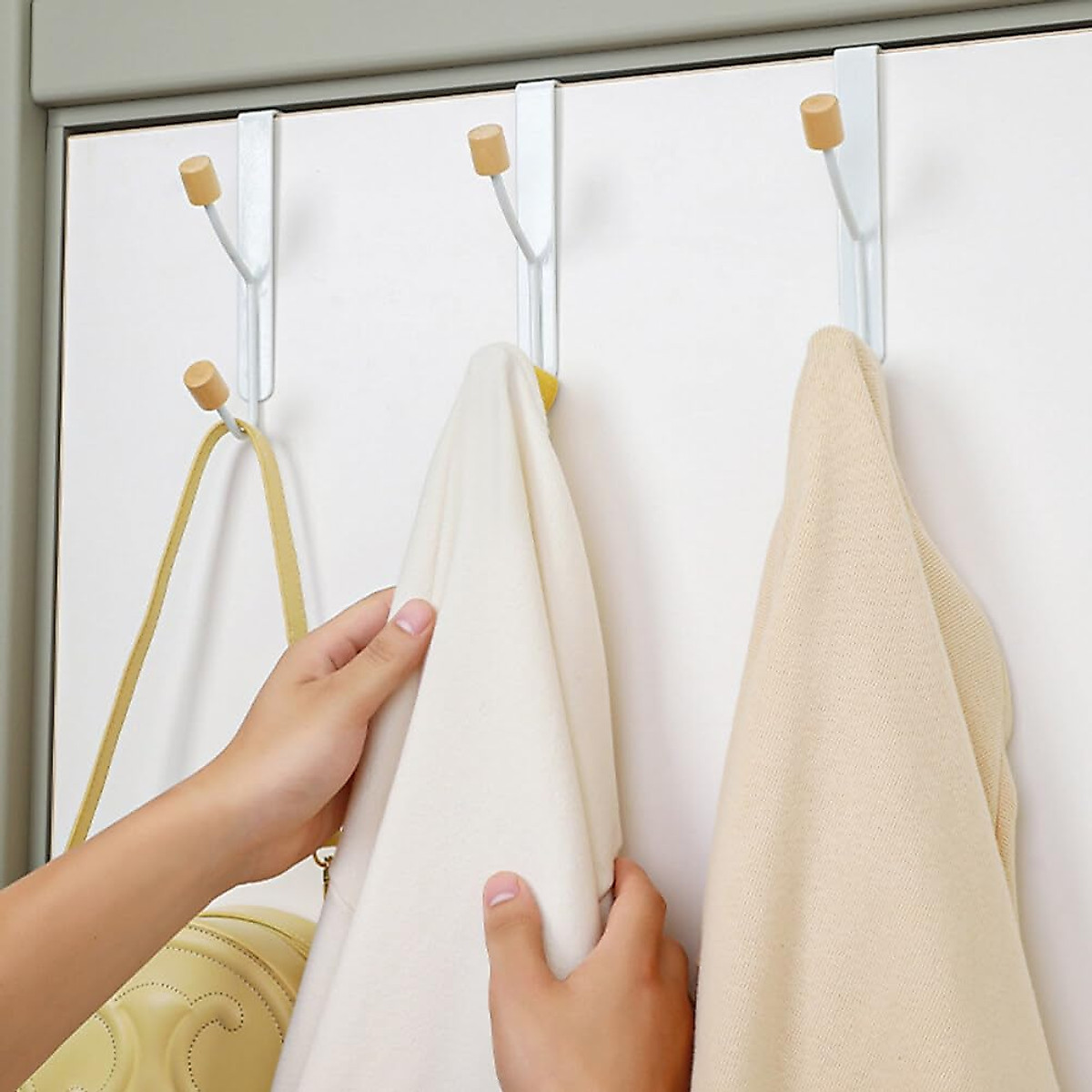 Alipis 2pcs Over The Door Double Hanger Hooks Metal Twin Hooks Organizer Dual Hook Hanger for Hanging Coats Jackets Hats Robes Towels Bags Pants Scarves